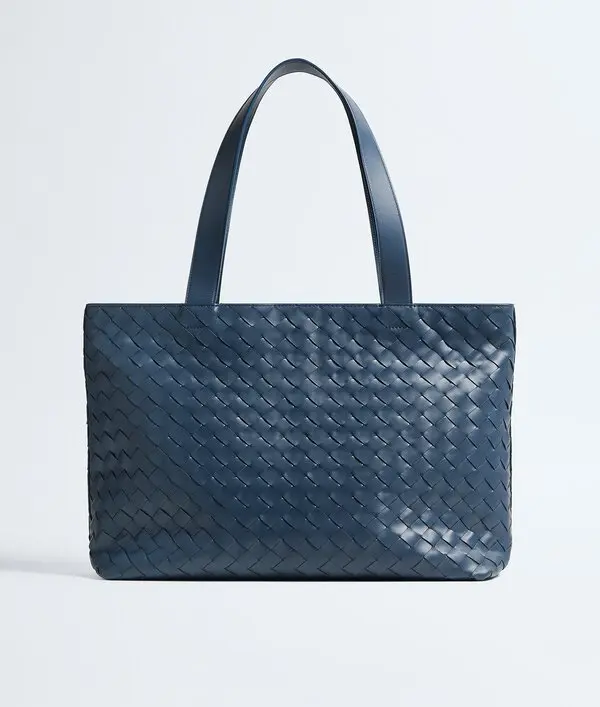 Bottega Veneta Small Intrecciato Zipped Tote - Denim