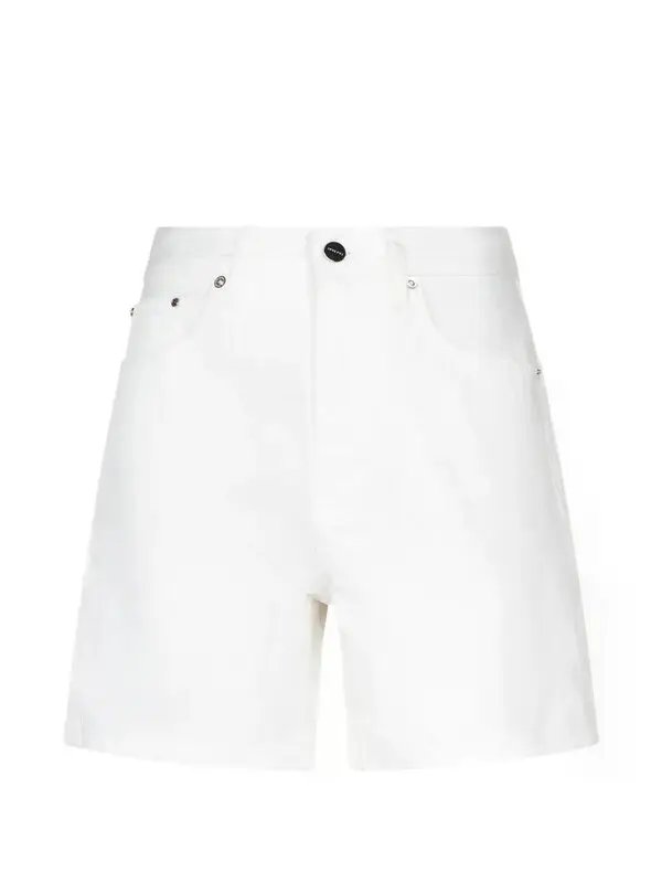 ANINE BING Logo Patch Denim Shorts - Neutrals