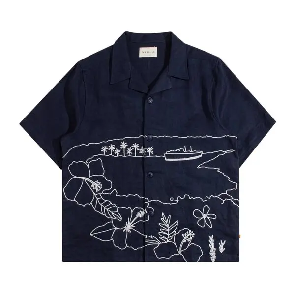 FAR AFIELD Veloso Landscape Shirt Navy - Blue