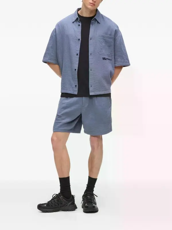 Karl Lagerfeld Crinkled-texture Short-sleeve Shirt