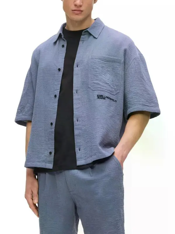 Karl Lagerfeld Crinkled-texture Short-sleeve Shirt