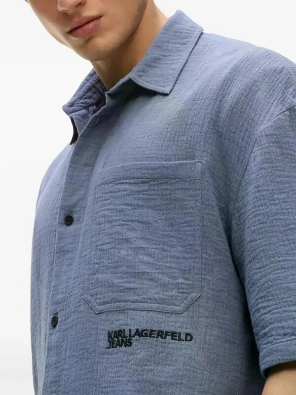 Karl Lagerfeld Crinkled-texture Short-sleeve Shirt