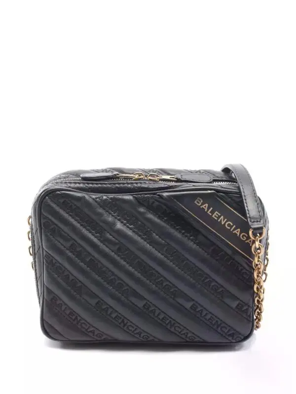 Balenciaga Xs Logo-pattern Shoulder Bag - Black