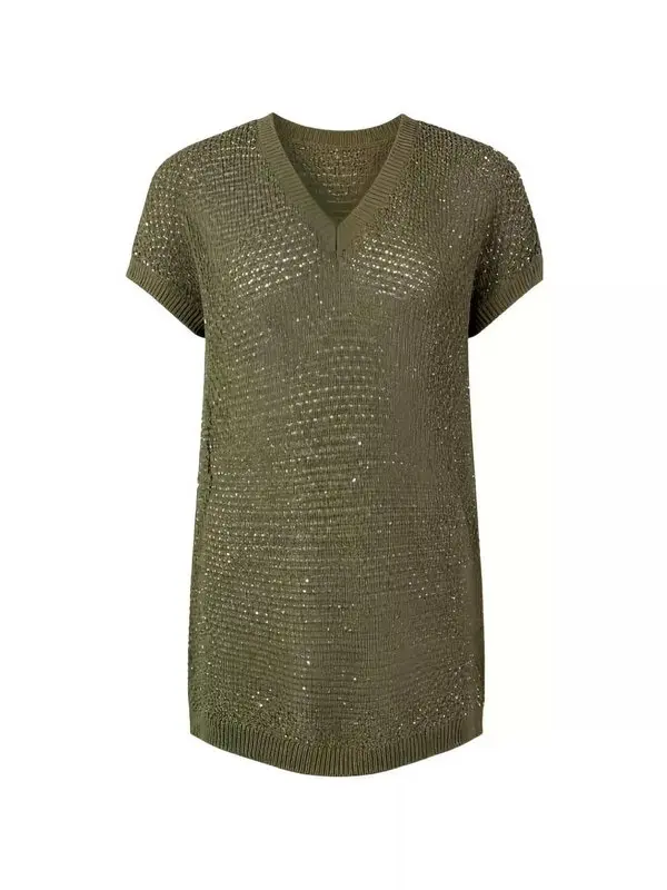 Fabiana Filippi Open-knit Sequin Embellished Top - Green
