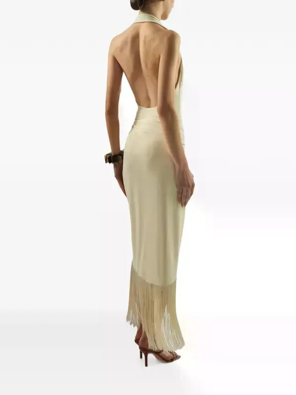 TALLER MARMO Grand Tropicana Fringed-detail Swimsuit - Neutrals