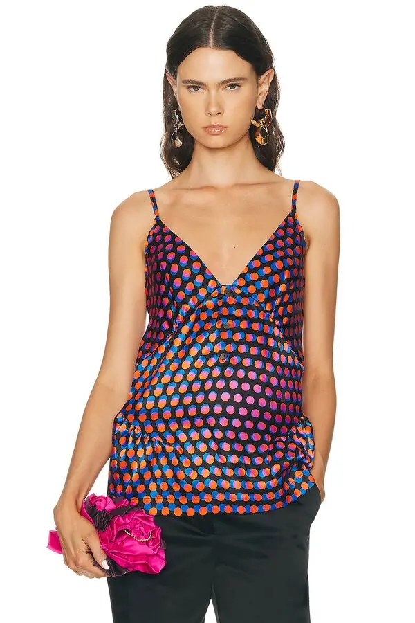 Dries Van Noten Caliya Polka Dot Print Silk Shirt