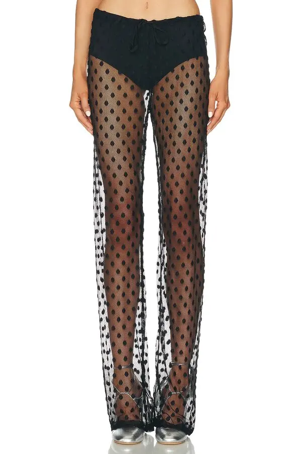 Dries Van Noten Pachas Polka Dot Mesh Pants - Black