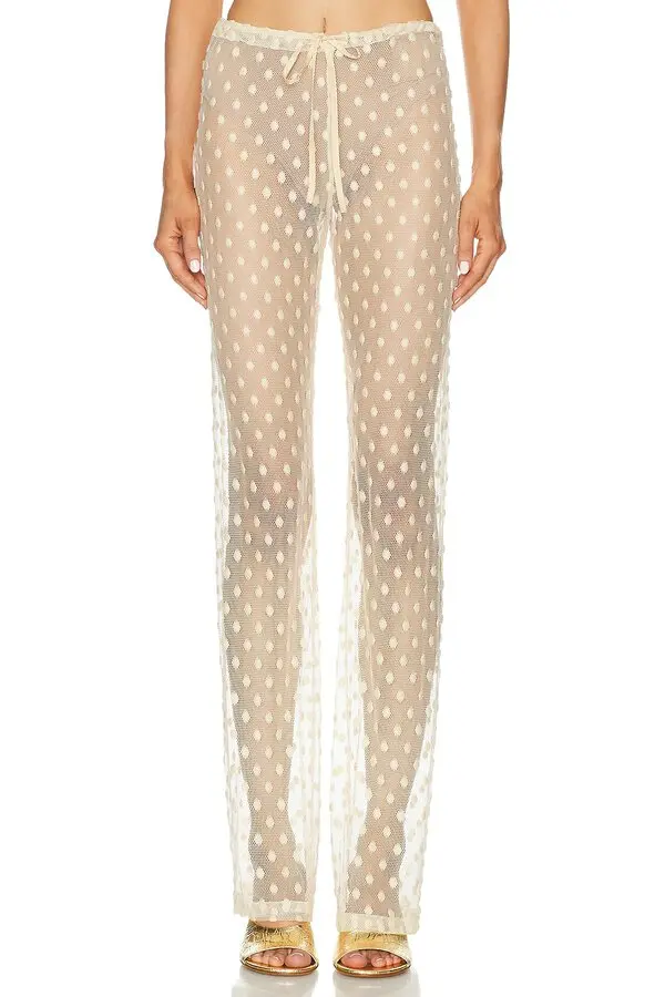 Dries Van Noten Pachas Polka Dot Mesh Pants - Ecru