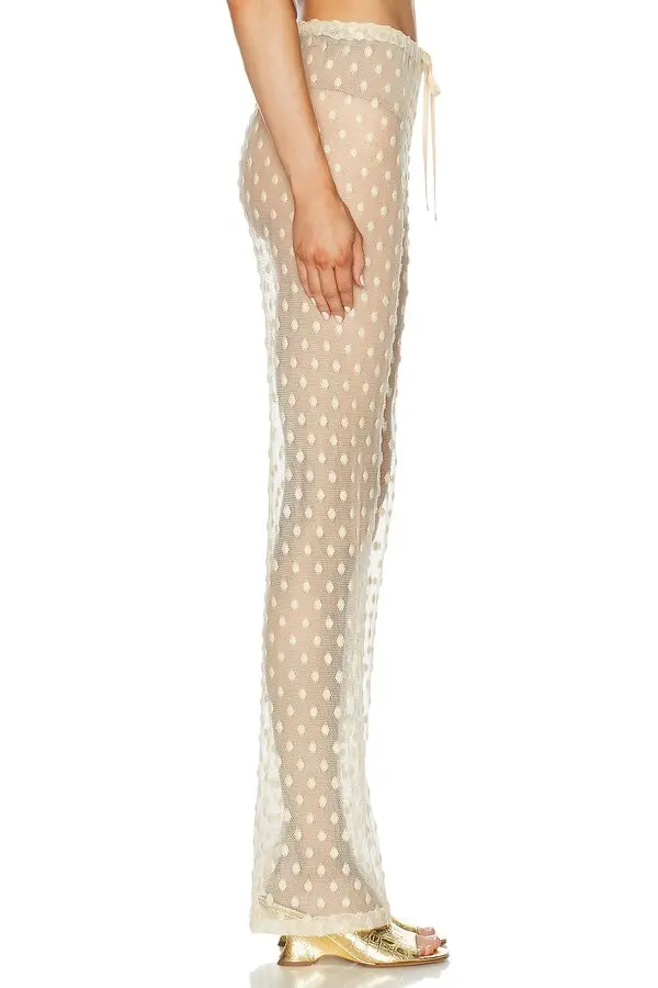 Dries Van Noten Pachas Polka Dot Mesh Pants - Ecru