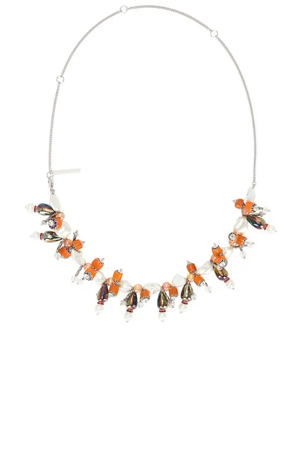 Dries Van Noten Beaded Necklace In Orange - Mandarin