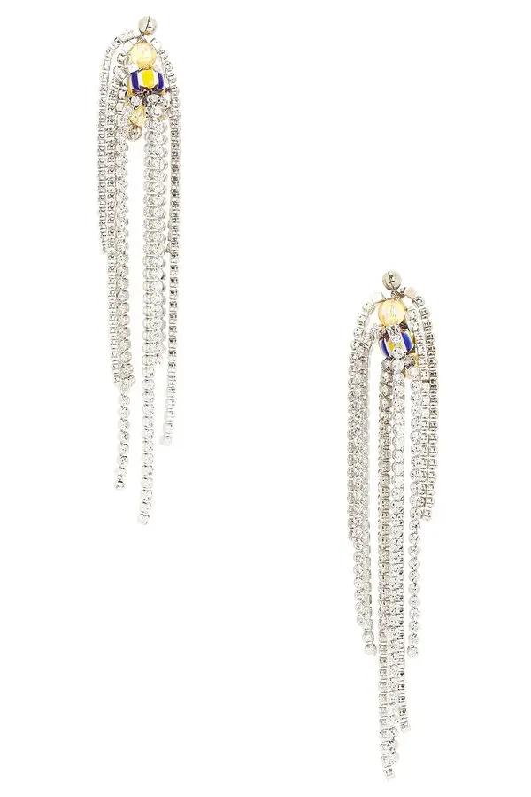 Dries Van Noten Dangle Earrings In Metallic ,yellow - Silver