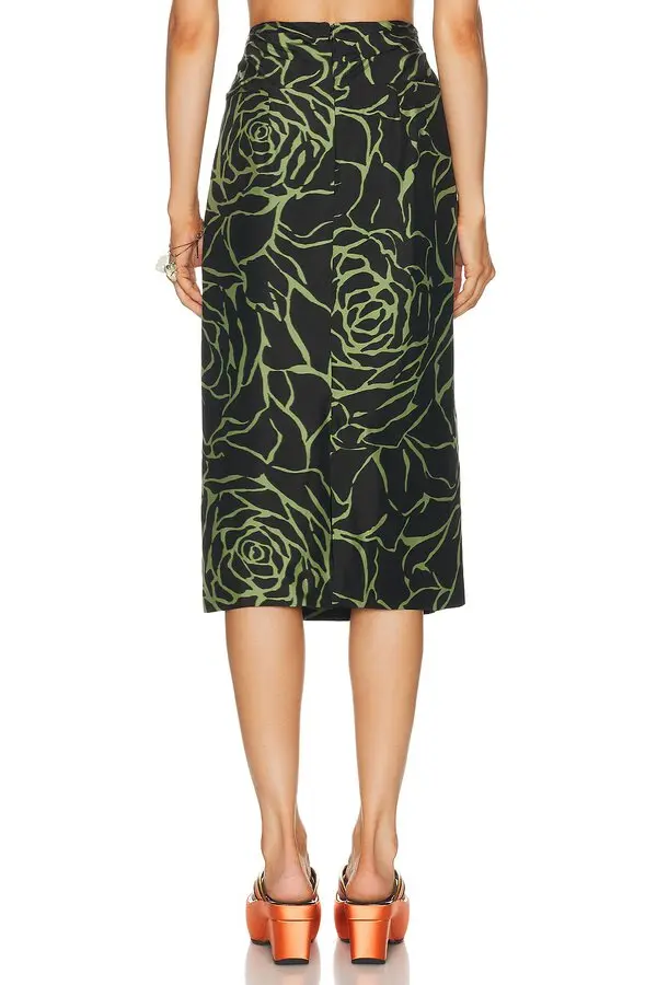 Dries Van Noten Floral Print Midi Skirt