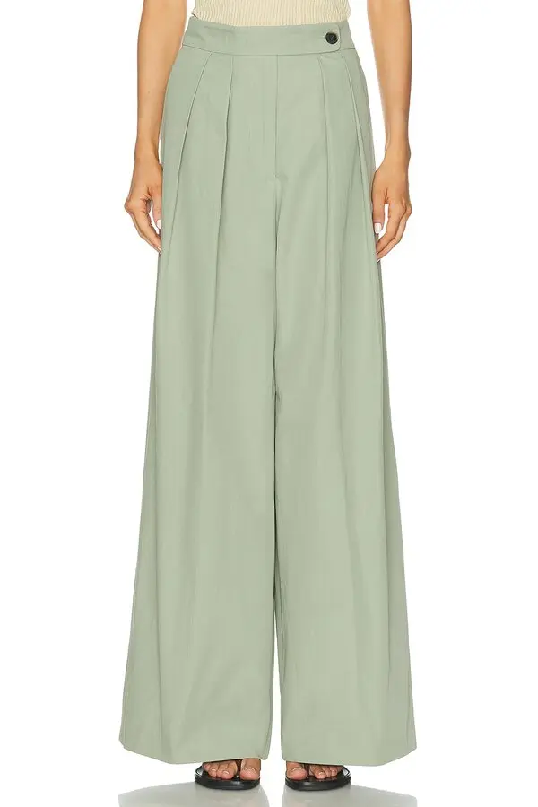 Dries Van Noten Pamplona Wide Leg Pants - Pistache