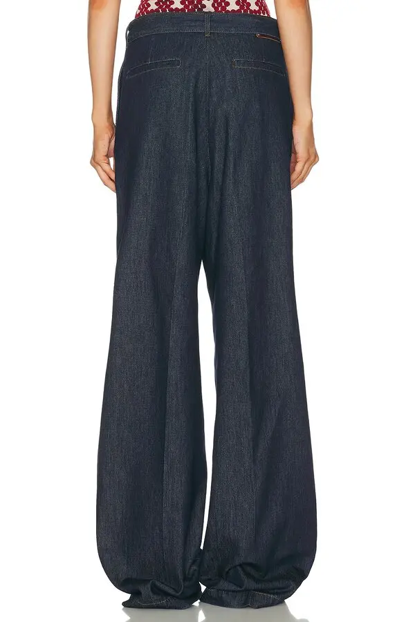 Dries Van Noten Wide-leg Belted Twill Pants - Indigo