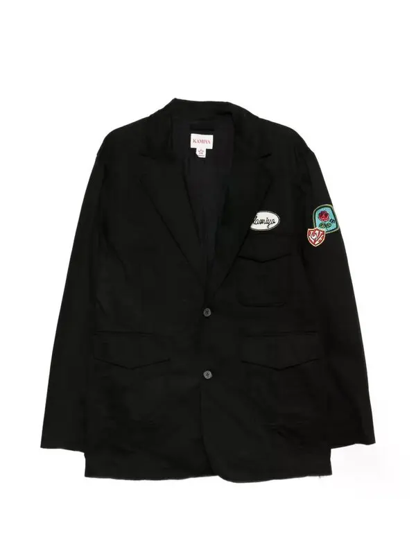 KAMIYA Patch-detail Single-breasted Jacket - Black