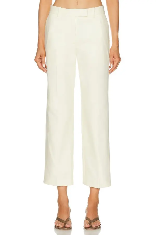 Renggli Cotton Twill Tailored Trouser In Cream - Buttercream