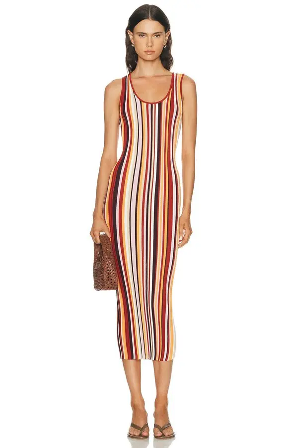 Ronny Kobo Knit Midi Dress - Rust Multi