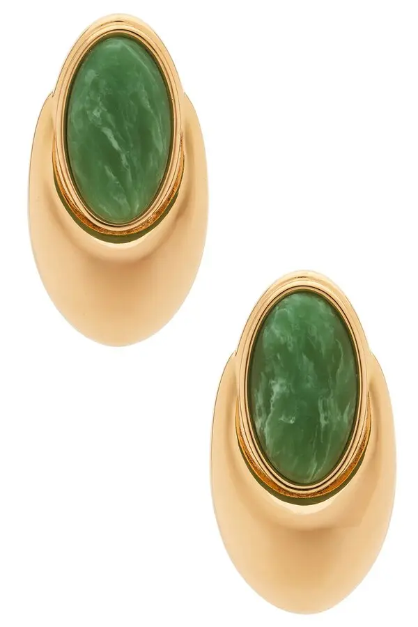 Retrofete Blare Dangle Earrings In Metallic Gold And Teal - Angelite & Gold