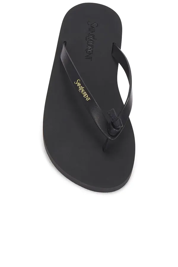 Saint Laurent Calfskin Leather Pool Slides - Nero