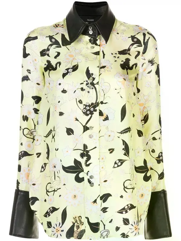 ELLERY Floral Print Silk And Cotton Blend Blouse - Yellow
