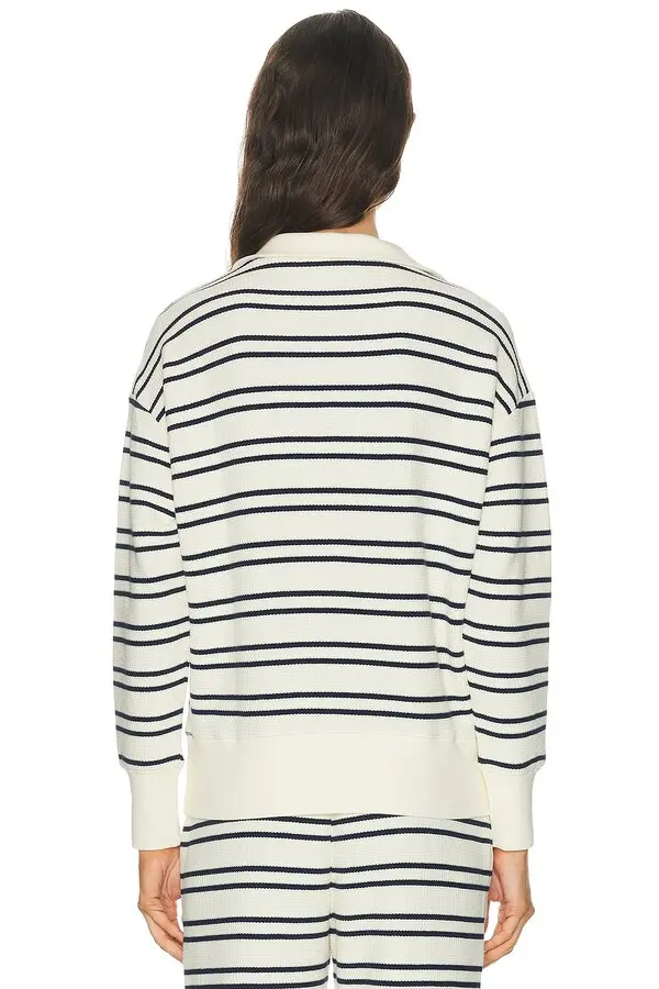 NEGATIVE UNDERWEAR Striped Waffle Knit Pullover - Sailor