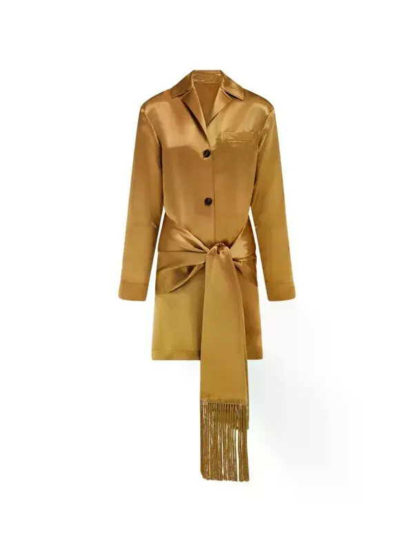 FERRAGAMO Satin Shirt Dress - Brown