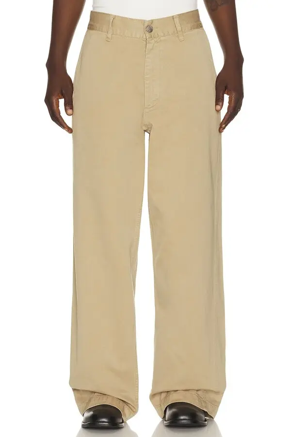 SUNFLOWER Wide Twist Chino Pan In Brown - Khaki