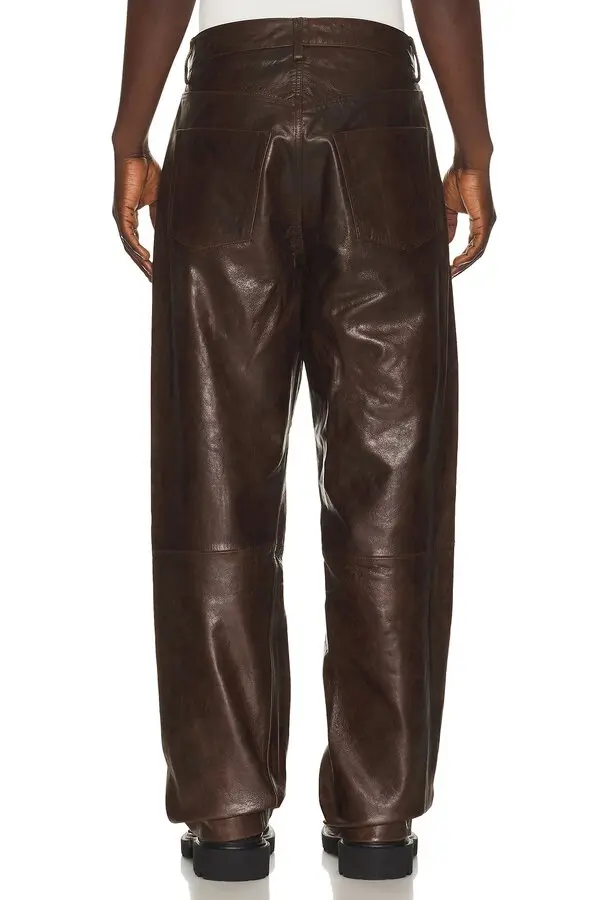SUNFLOWER Wide Twist Leather Pant - Brown