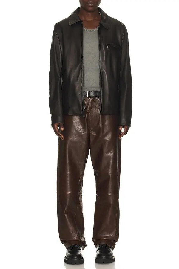 SUNFLOWER Wide Twist Leather Pant - Brown
