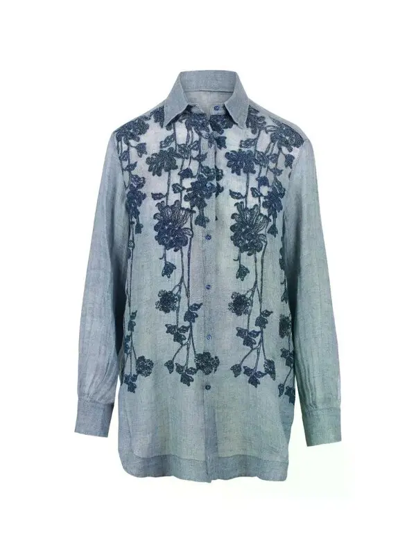 Ermanno Scervino Floral Embroidered Shirt - Blue