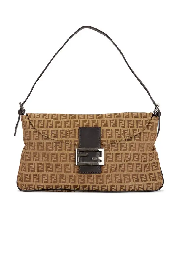 Fendi Zucchino Baguette Shoulder Bag - Brown