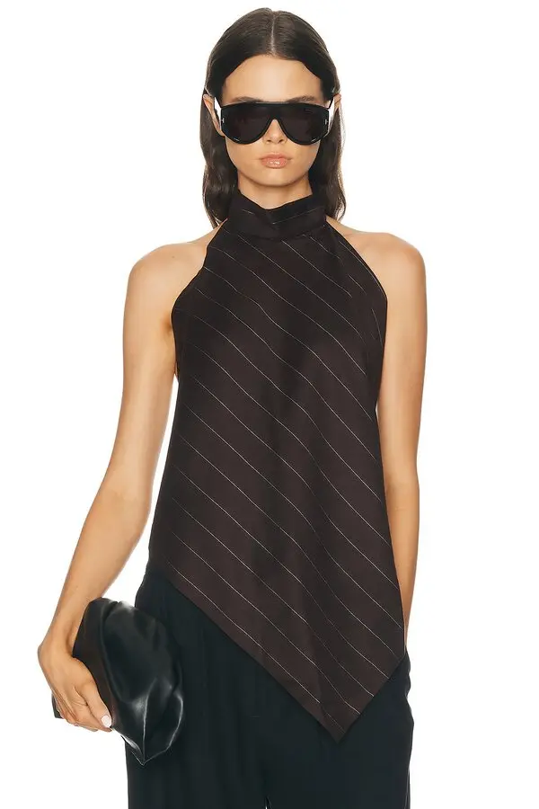 Helmut Lang Halter Scarf Top - Brown Multi