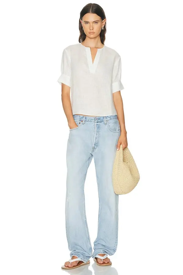 FRAME The V-neck Popover Top
