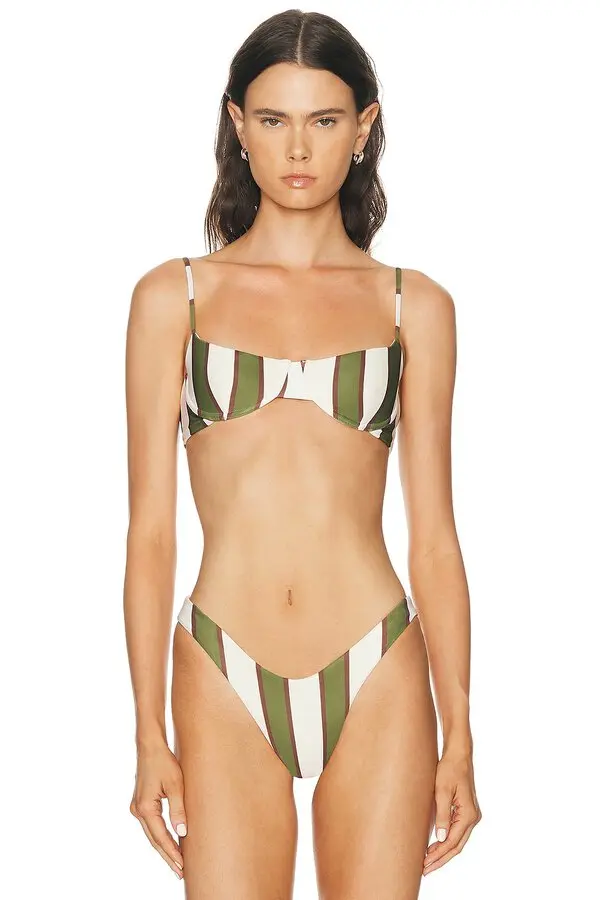 HAIGHT. Ligia Bikini Top - Olive Stripes