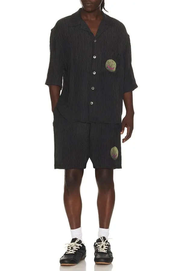MISBHV Smile Shirt In Charcoal - Washed Black