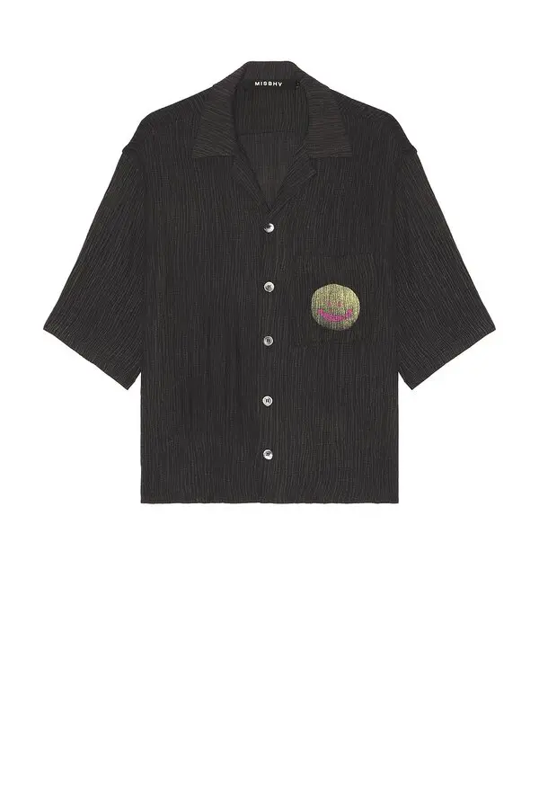 MISBHV Smile Shirt In Charcoal - Washed Black
