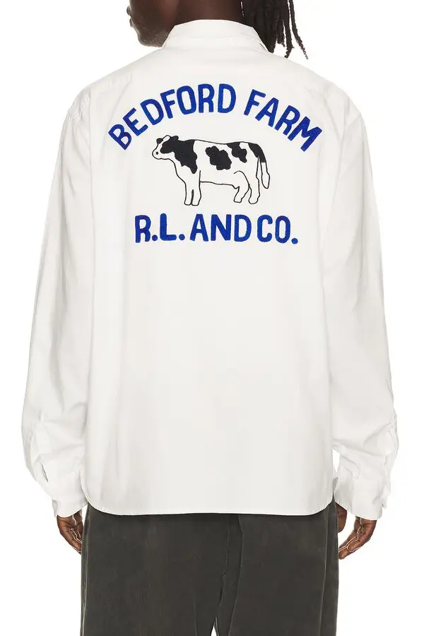 Polo Ralph Lauren Long Sleeve Herringbone Chino Frank Work Shirt - White