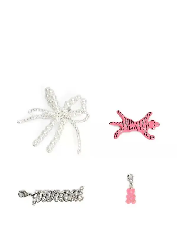 PURAAI Faux Pearl Tiger Motif Bag Charms - Pink
