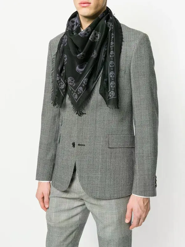 Alexander McQueen Fringed Skull Print Scarf