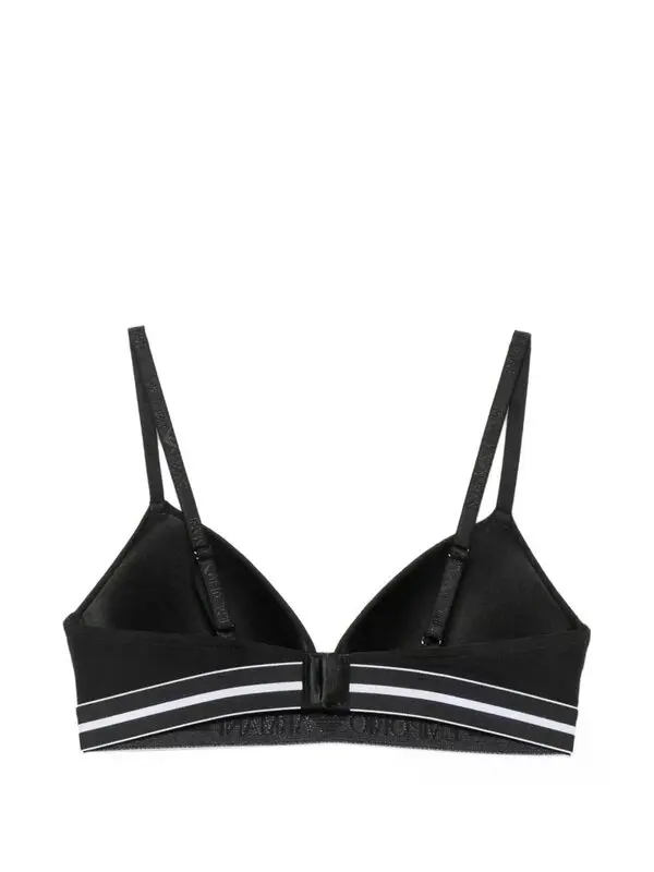 Emporio Armani Logo-tape Triangle Bra - Black