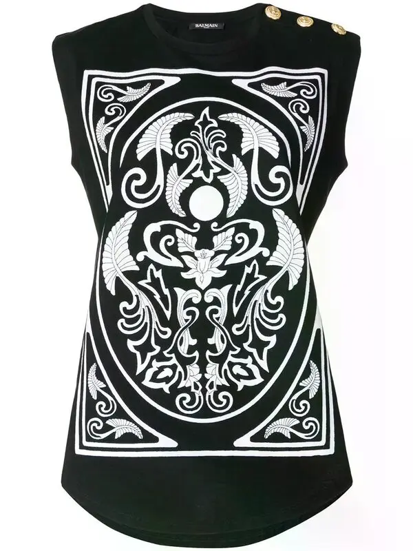 Balmain Embellished Button T-shirt