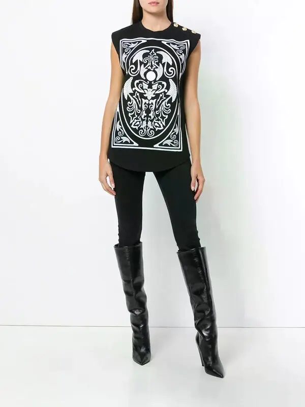 Balmain Embellished Button T-shirt