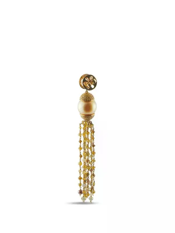 Sophia D Diamond Pearl Dangle Earrings - Gold