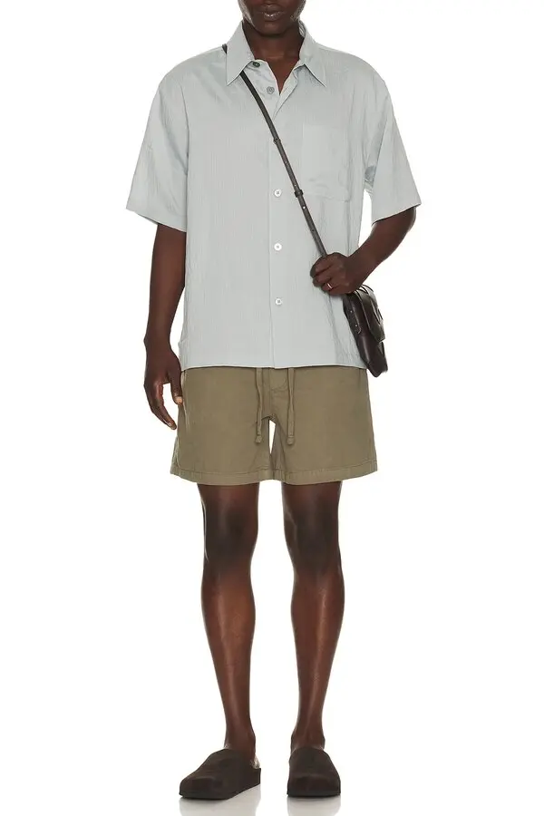 FRAME Light Weight Short Sleeve Shirt In Slate - Blue Grey Stripe