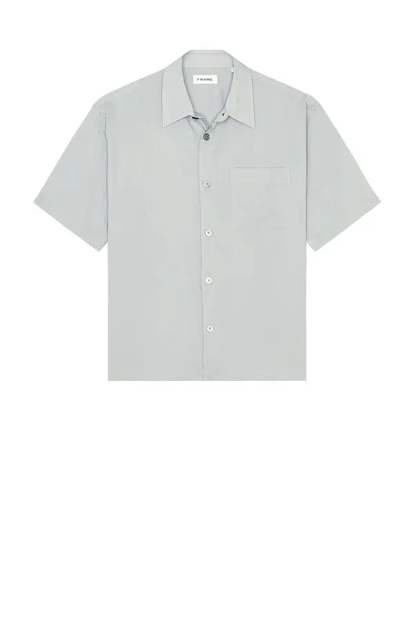 FRAME Light Weight Short Sleeve Shirt In Slate - Blue Grey Stripe