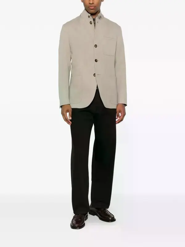 Canali High-neck Button-fastening Jacket - Grey