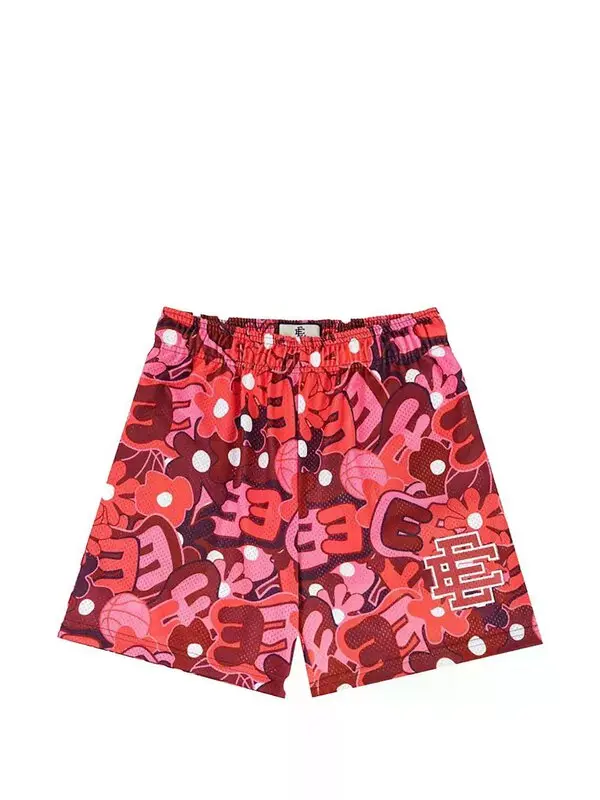 ERIC EMANUEL Floral Print Mesh Shorts - Red