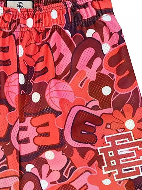 ERIC EMANUEL Floral Print Mesh Shorts - Red