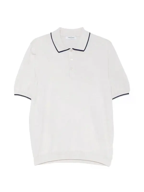 GRAN SASSO Contrast-trim Short-sleeve Polo Shirt - Neutrals