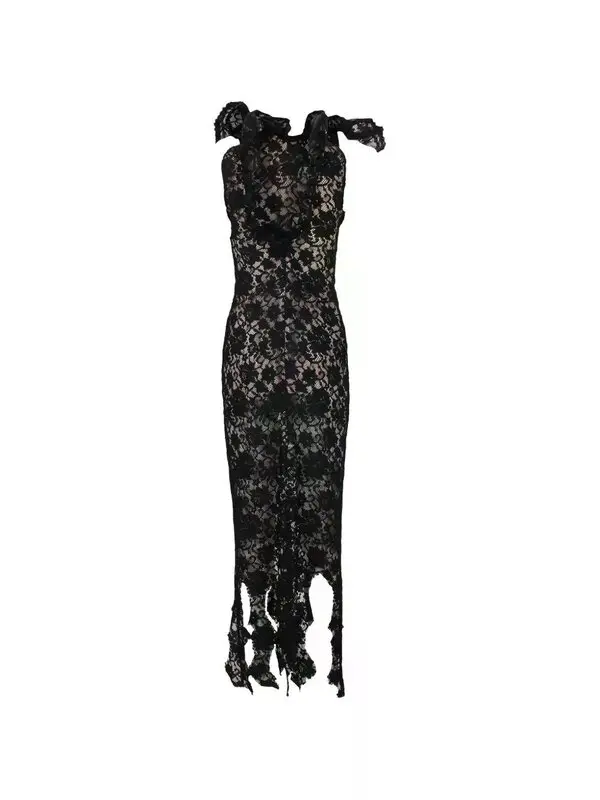 Giuseppe Di Morabito Floral Lace Ruffled Midi Dress
